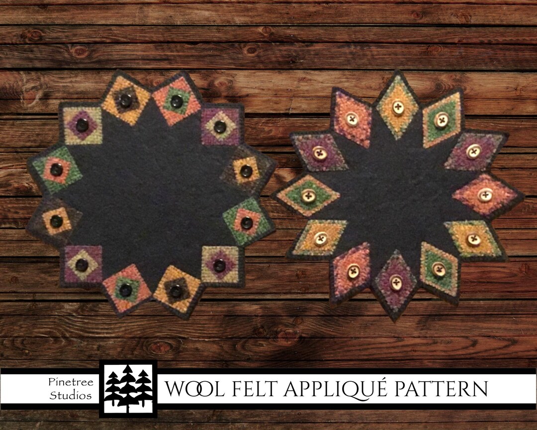 Wool Felt Applique Pattern - Indian Summer "whatever" Mats - Woolfelt Penny Rug ~ Decoration Mat ...