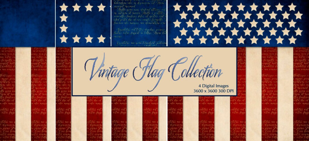 Vintage Flag Collection ~ Digital Paper / Patriotic / Red, White and ...