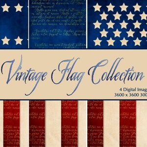 Vintage Flag Collection ~ Digital Paper / Patriotic / Red, White and ...