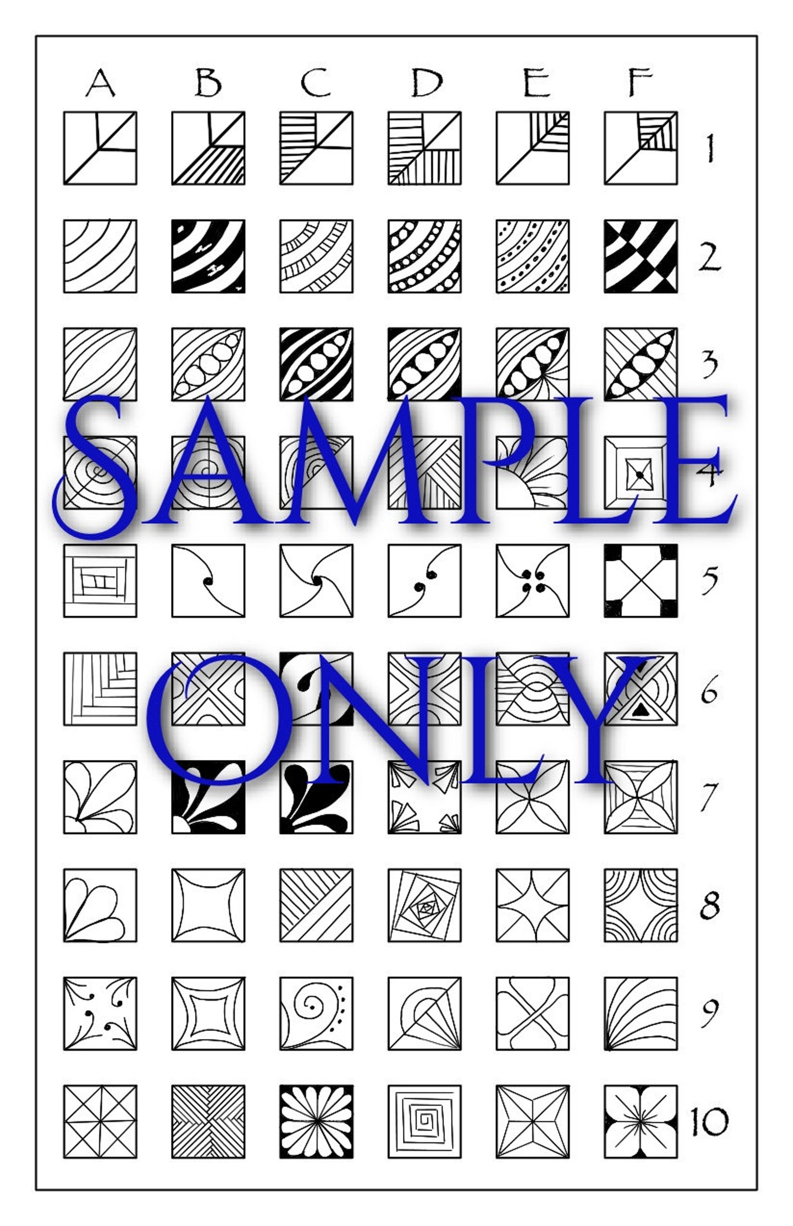 Square Fragments patterns Chart 5 X 8 Digital Download YOU Print ...