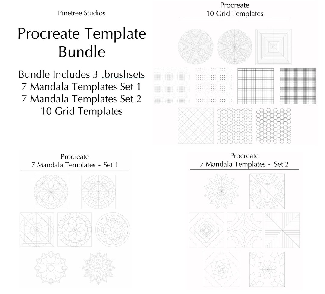 Procreate Mandala and Grid Template Bundle (.brushset) Designed for ...