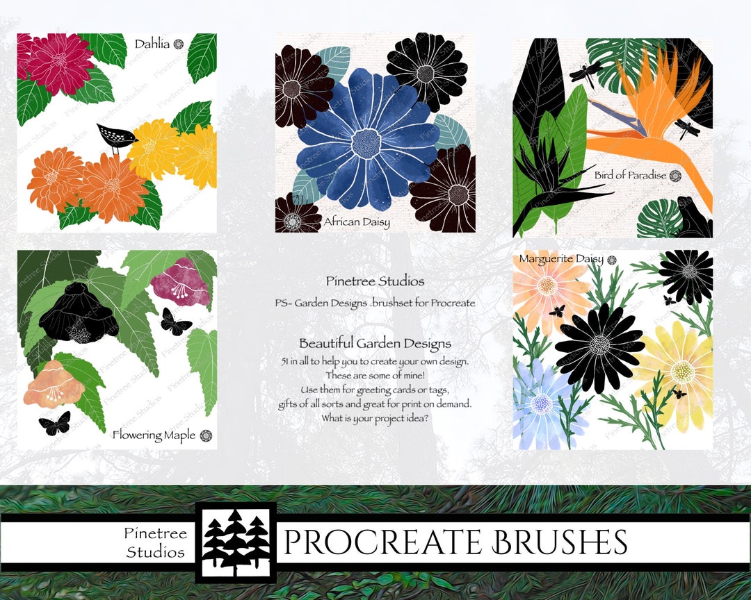 Procreate Garden Designs ~ Stamps (.brushset) Designed for iPad and ...