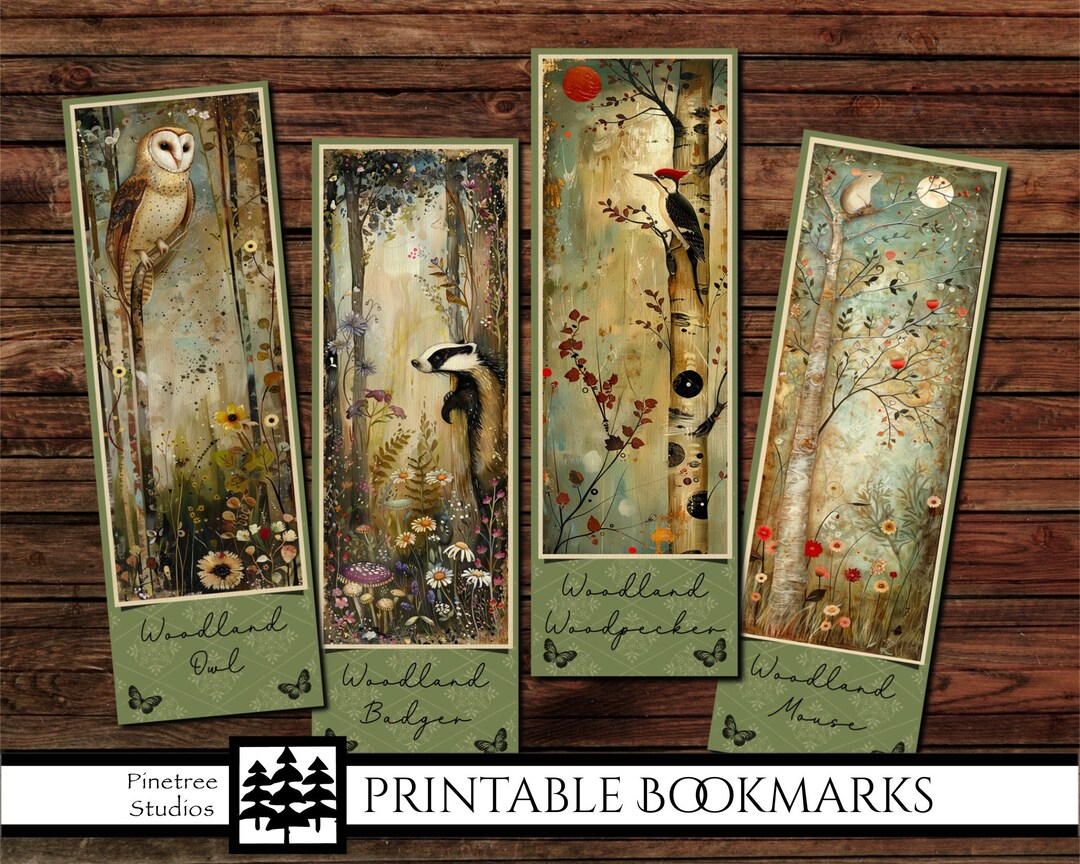 Woodland Animals Bookmarks Set 2 ~ (2"x6") ~ Digital Download ...