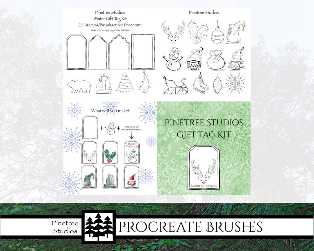Winter Gift Tag Kit ~ 20 Stamps (.brushset) for iPad and Procreate ...