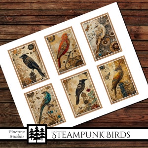 Steampunk Bird ATC Cards (2.5"x 3.5") ~digital Download~ Printable ...
