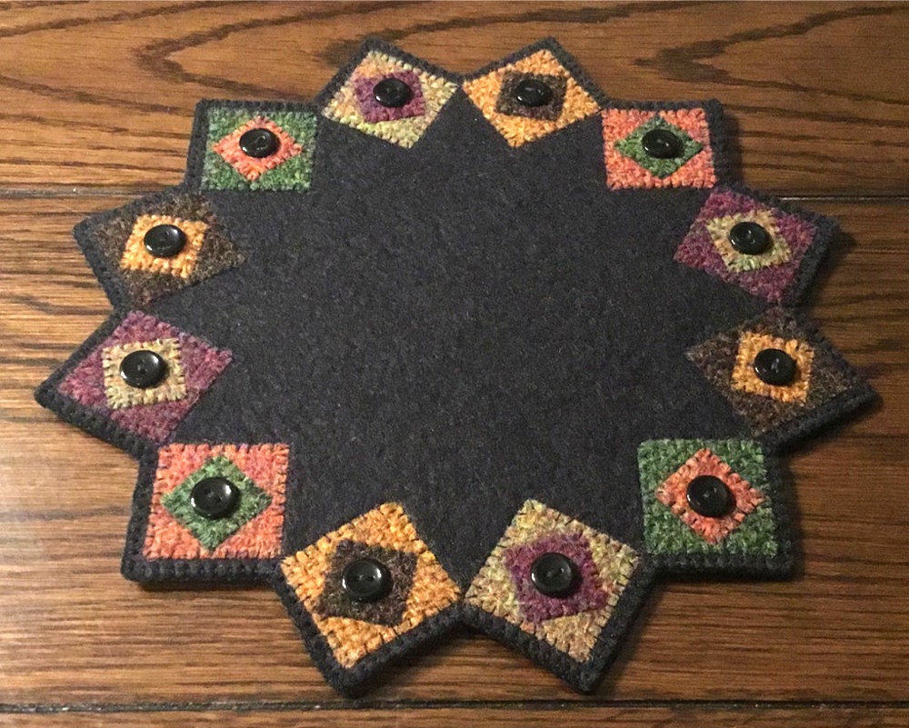 Wool Felt Applique Pattern - Indian Summer "whatever" Mats - Woolfelt Penny Rug ~ Decoration Mat ...