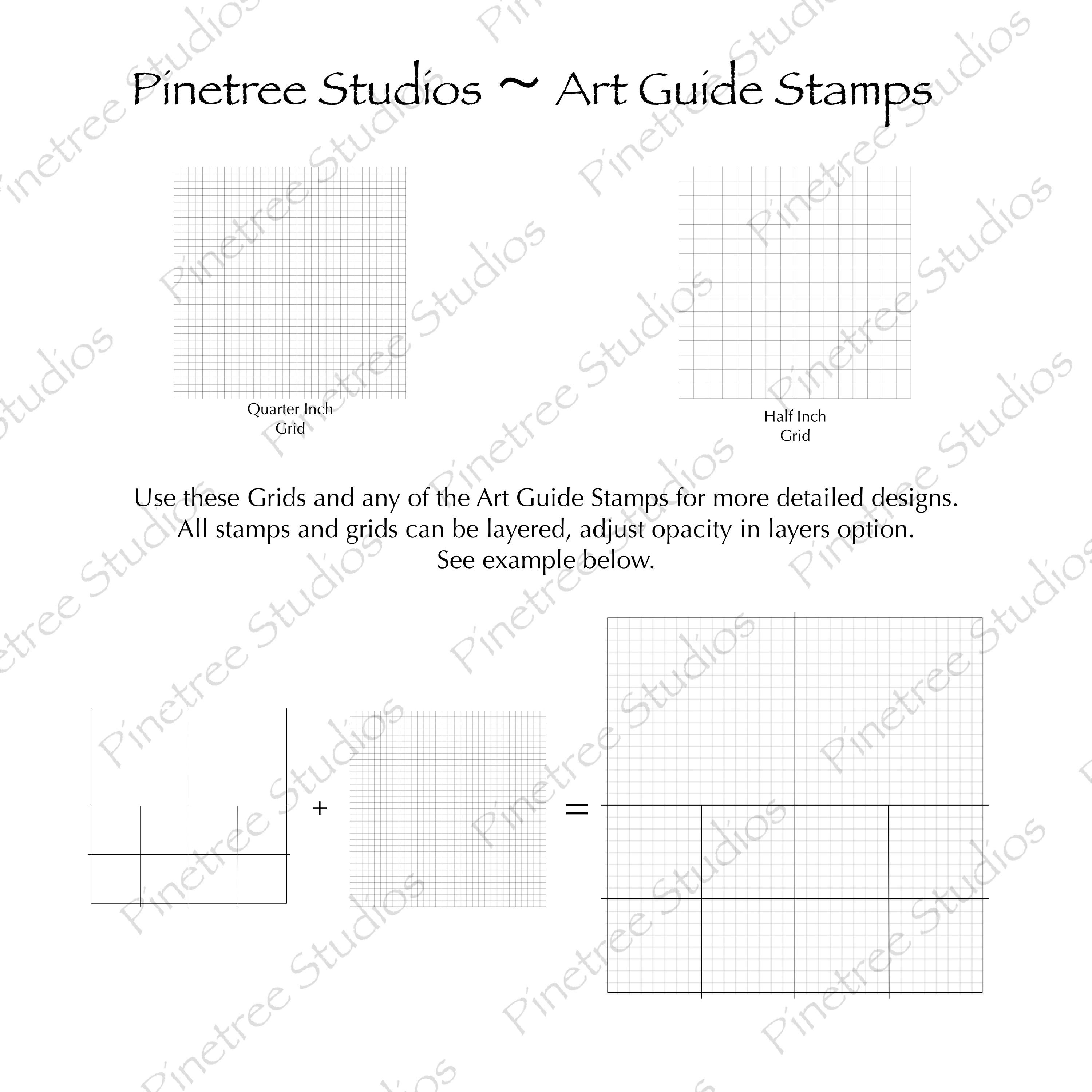 Art Guides Stamps Grid Templates .brushset Designed for | Etsy