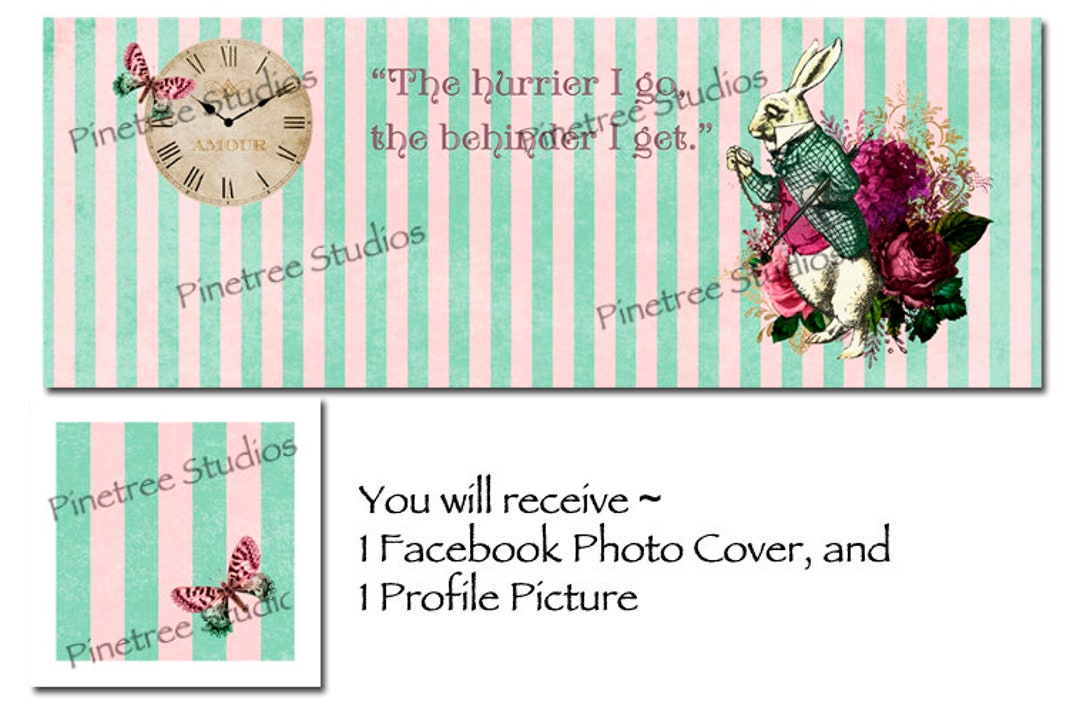 White Rabbit Facebook Blank Cover Photo and Profile Picture - Etsy