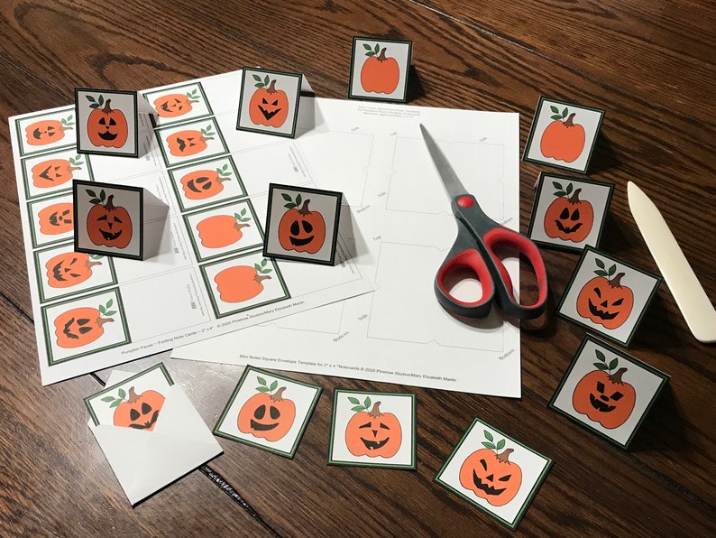 Pumpkin Faces Mini Note Cards with Envelope Set 2 x | Etsy