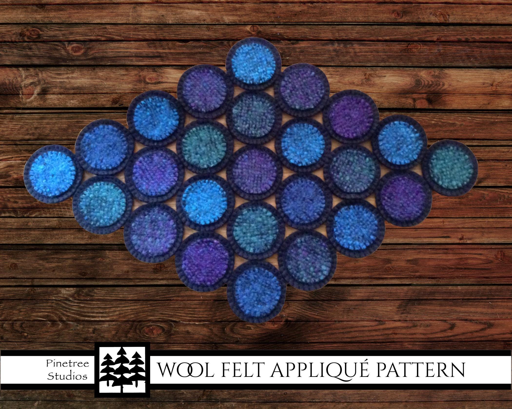 Wool Felt Applique Pattern - Jewel Tone Stained Glass Penny Rug ~ Table Runner ~ Mug Mat ~ Can ...