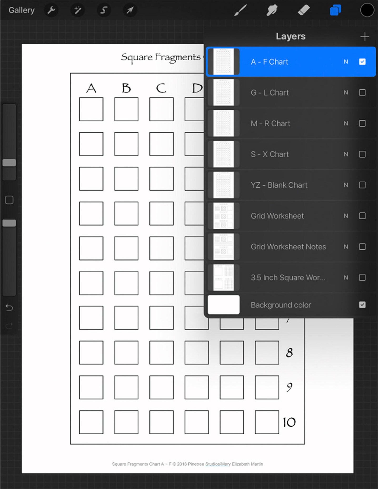Designed for Ipad and Procreate Square Fragment Charts and | Etsy