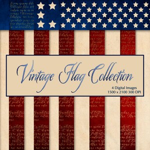 Vintage Flag Collection ~ 5" X 7" Digital Paper / Patriotic ...