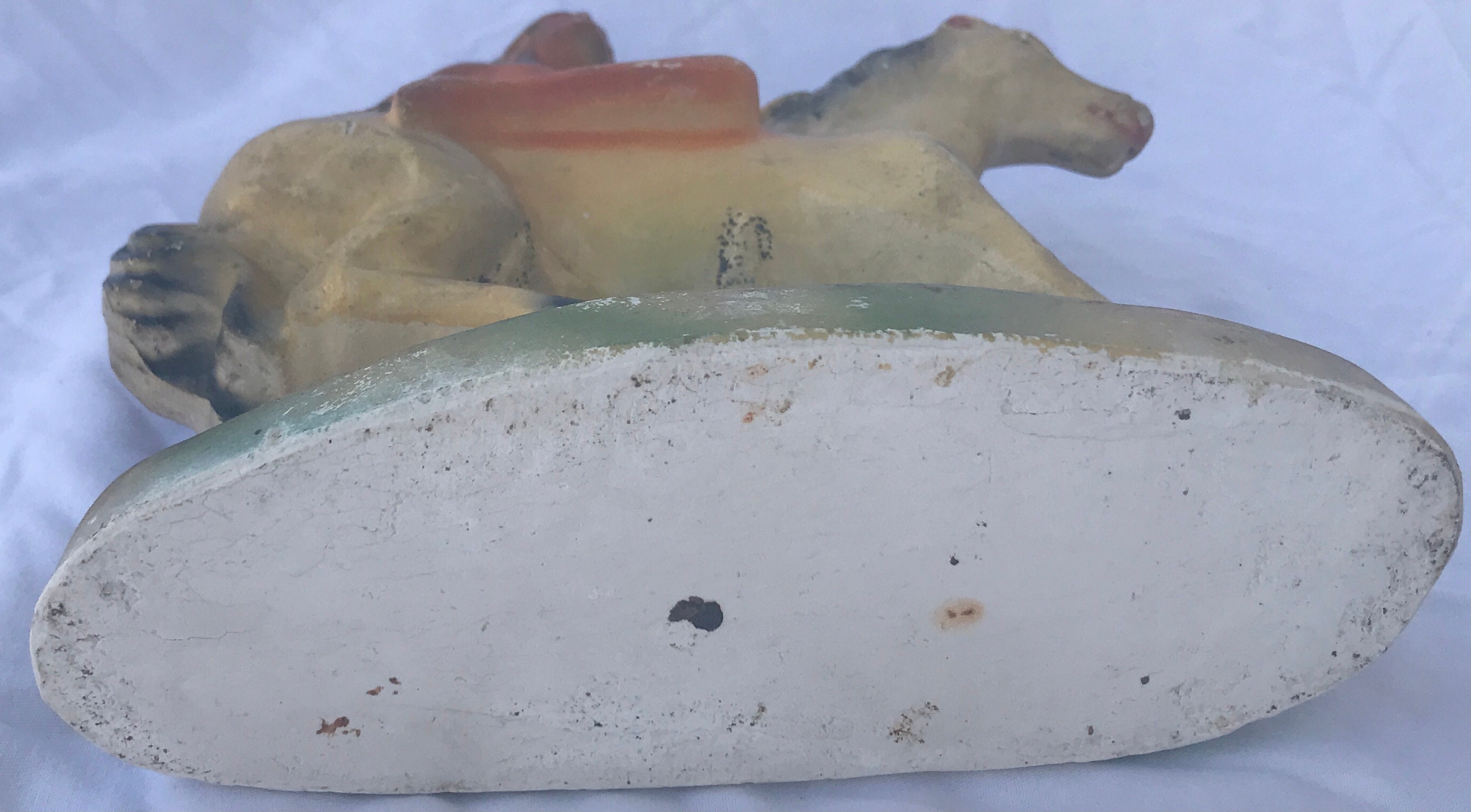 Antique Rustic Old West Chalkware Statue of Native American and Horse ...