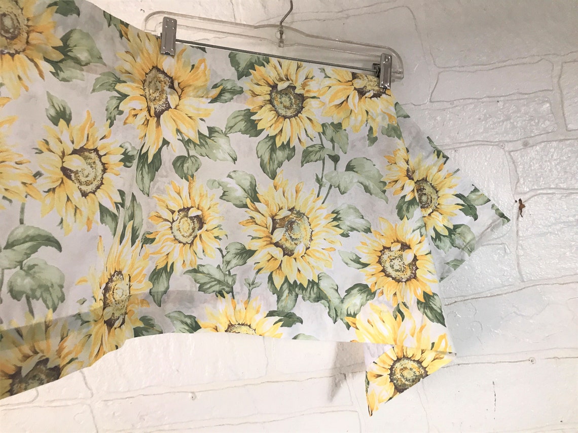 Vintage Sunflower Valance Yellow Valance Kitchen Valance Floral Valance ...