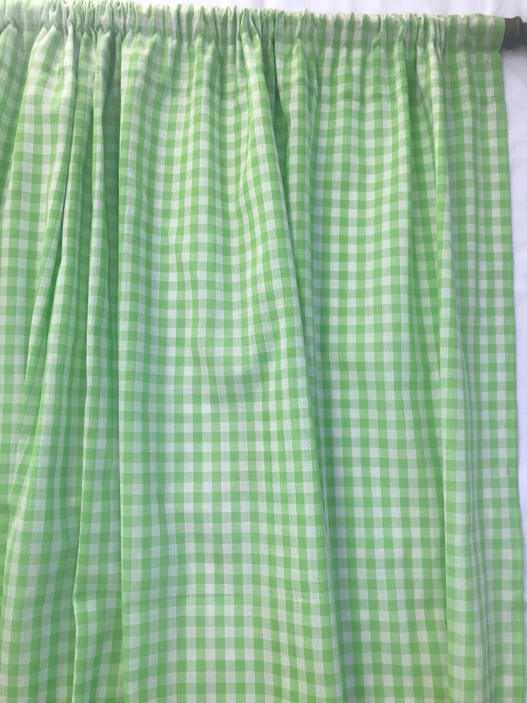 Vintage Lime Green Check Kitchen Curtain 45 X 43 In - Etsy