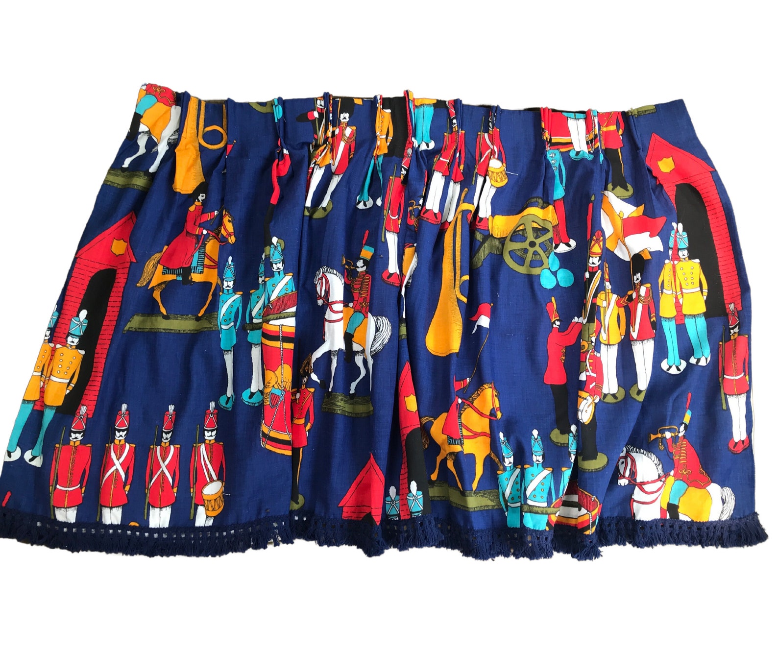 Vintage 1960s Toy Soldier Parade Curtains – Mid Century Novelty Print ...
