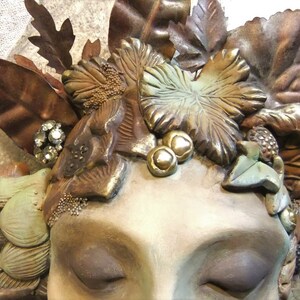 Tree Spirit, Dryad Mask, Botanical Art, Woodland Decor, Copper Leaves ...