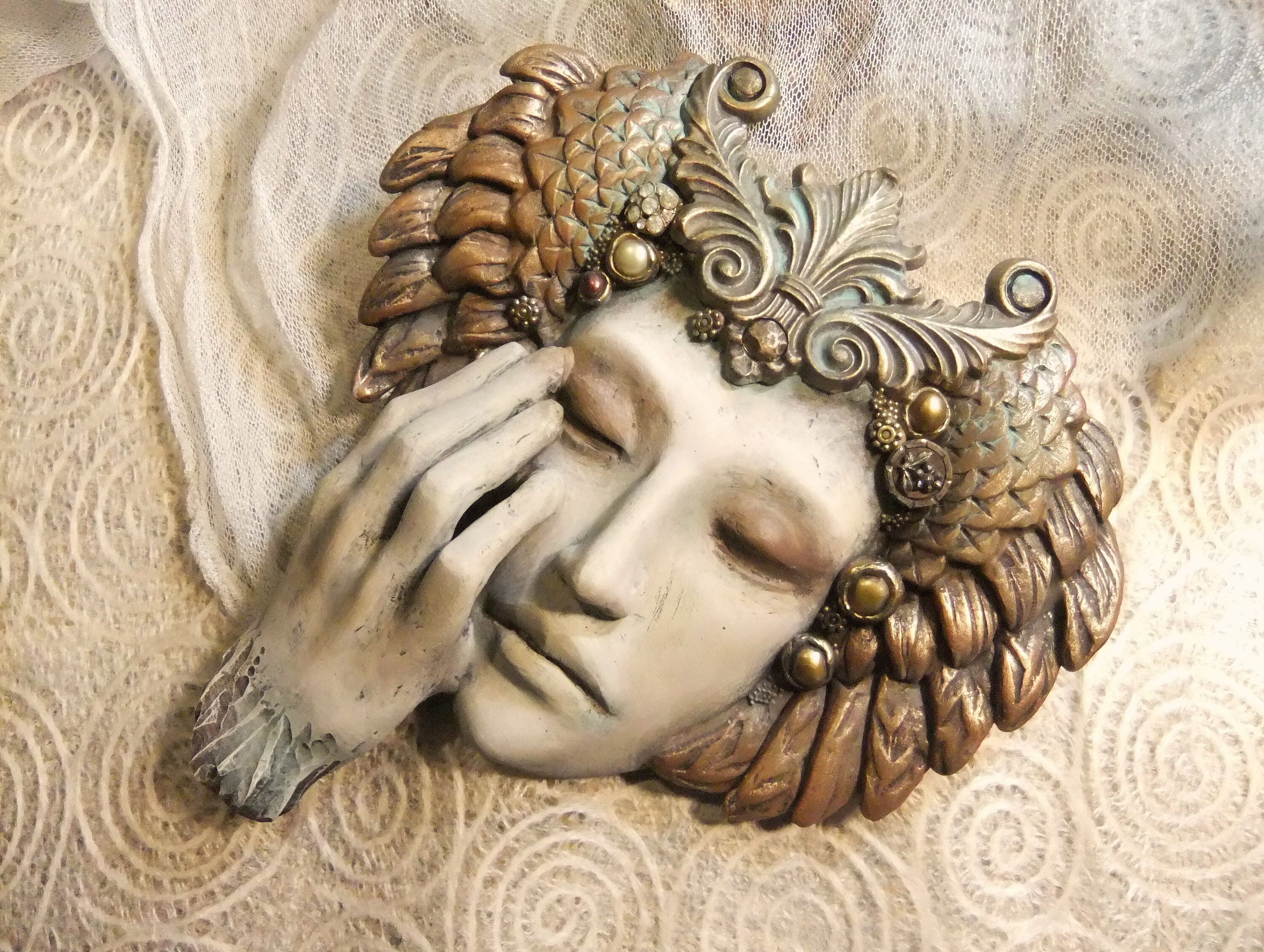 Winged Mask, Original Sculpt, Fairy Wall Mask, Isis, Fantasy Wall Mask ...