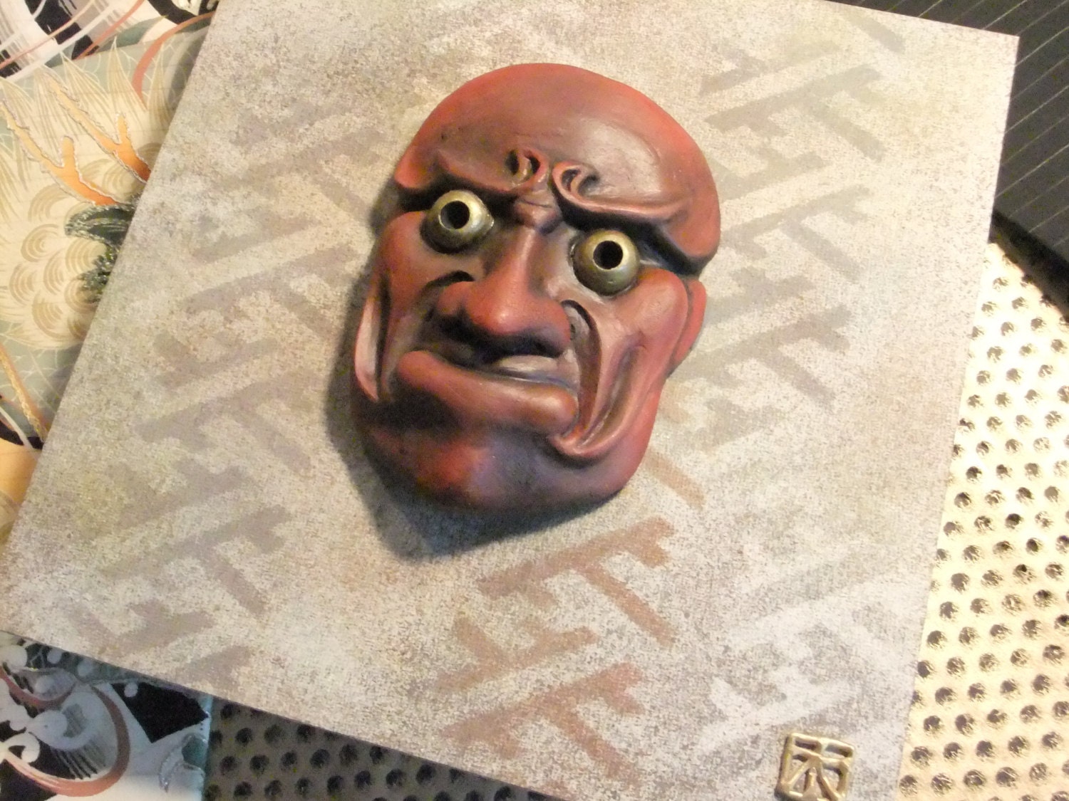 Japanese Mask, Wall Mask, Red Demon, Noh Mask, Red Devil, Handmade Mask ...