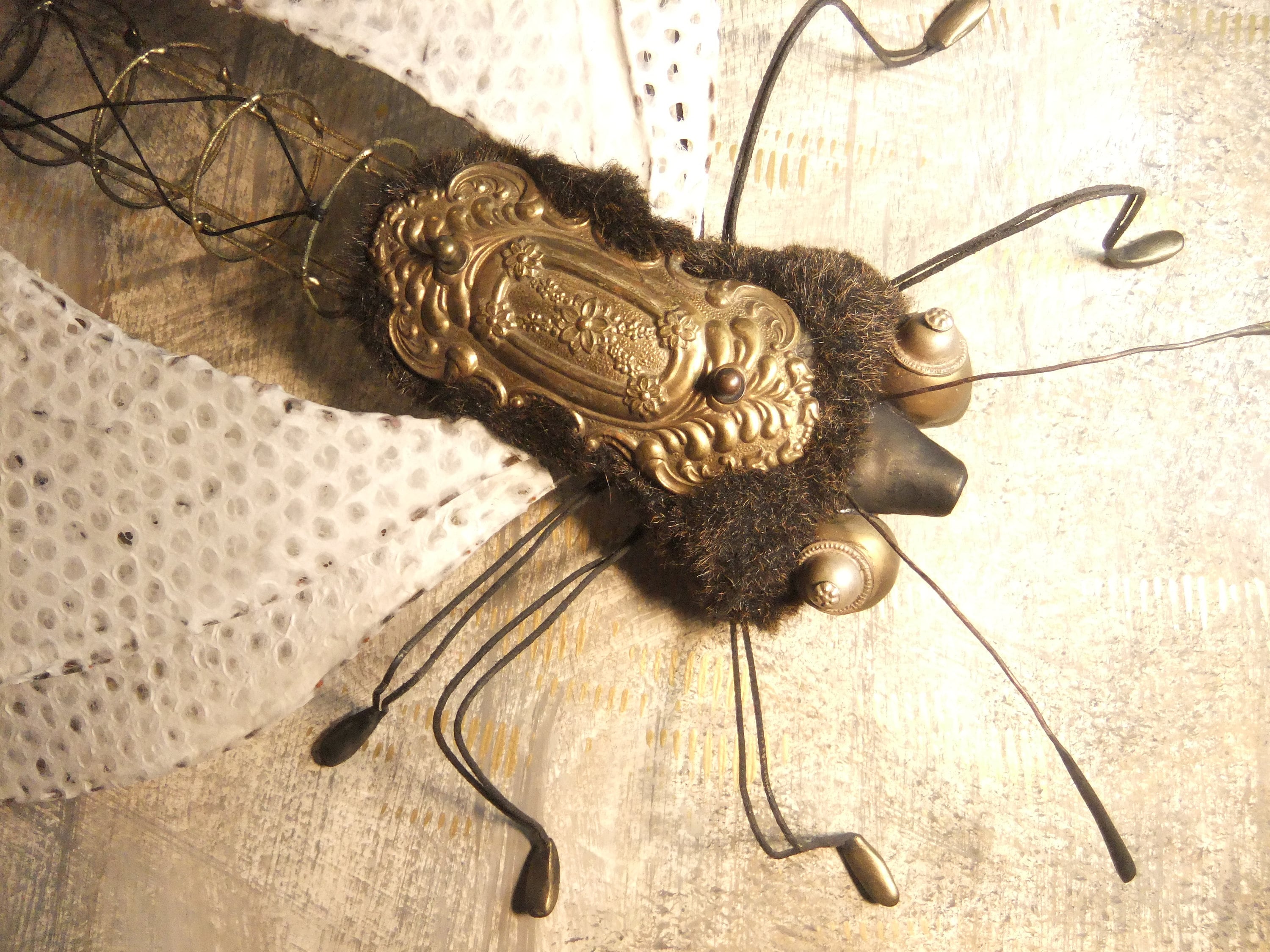 Giant Moth Wall Art: Mixed Media Insect Sculpture With Antique Brass - Etsy