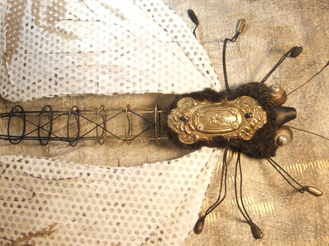 Giant Moth Wall Art: Mixed Media Insect Sculpture With Antique Brass - Etsy
