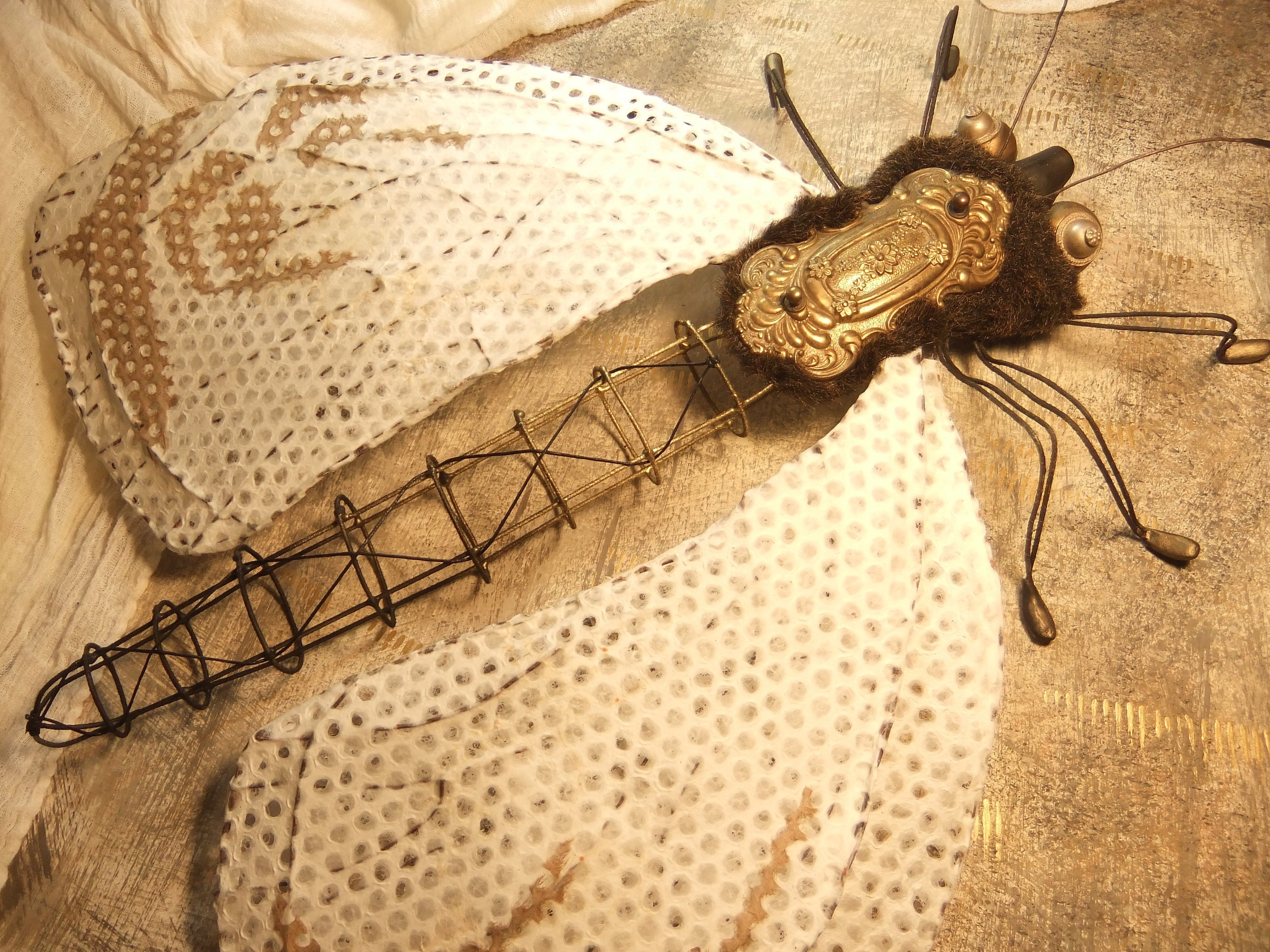 Giant Moth Wall Art: Mixed Media Insect Sculpture With Antique Brass - Etsy