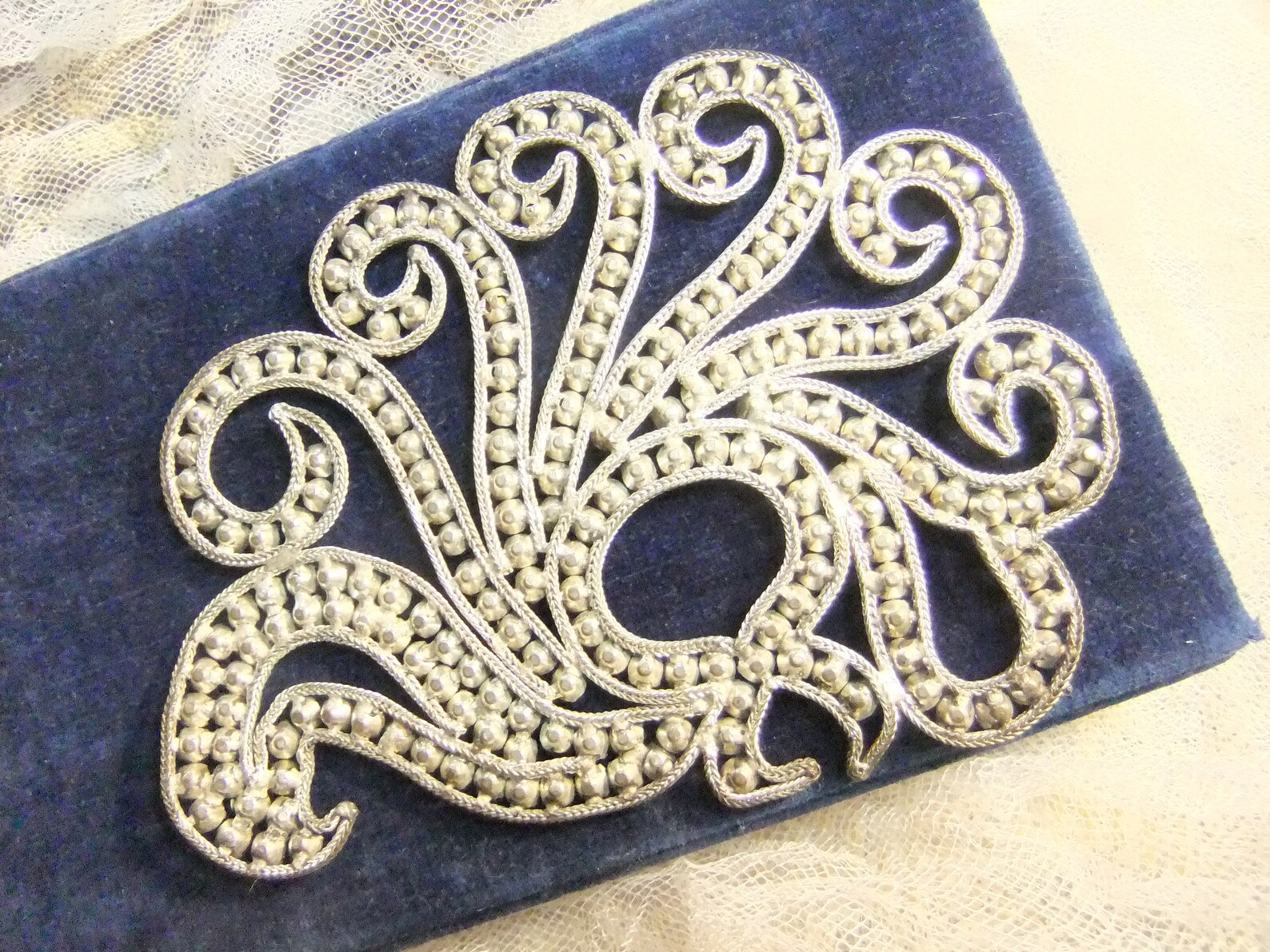 Edwardian Applique, Silver Metal Embellishment, Antique Applique, 1920 ...
