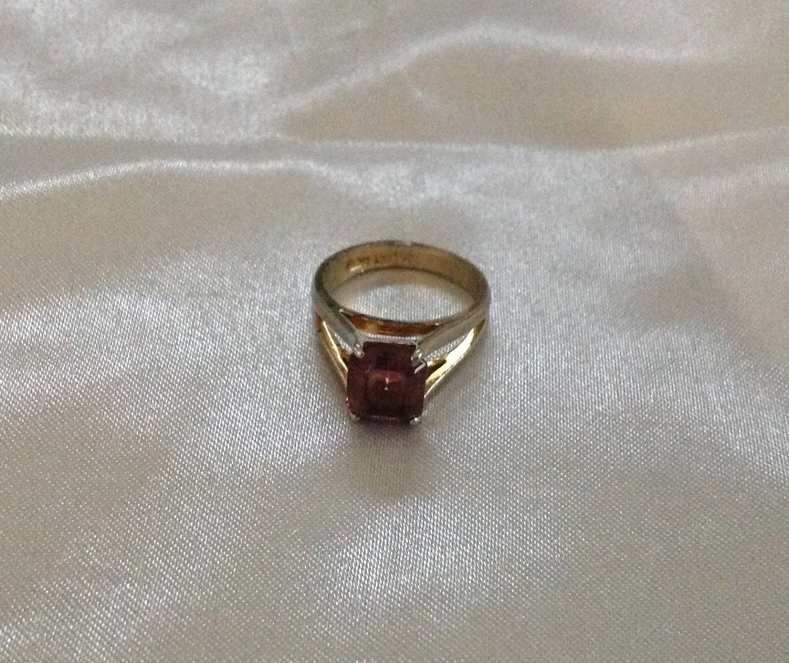 Vintage Amethyst Rhinestone Ring / 14KTGE - Etsy