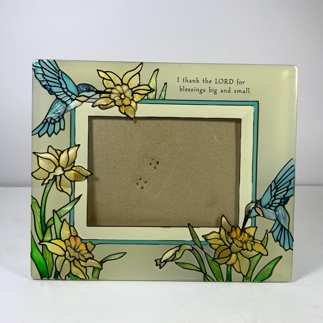 Vintage HUMMINGBIRD PICTURE FRAME, Stained Glass, Floral, Decor - Etsy
