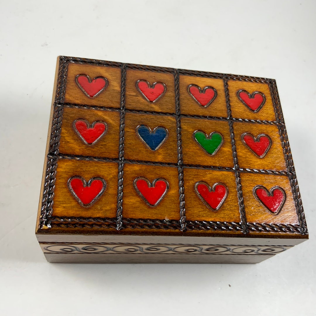 Vintage WOODEN HEART BOX, Card Box, Trinket,jewelry, Keepsake Box - Etsy