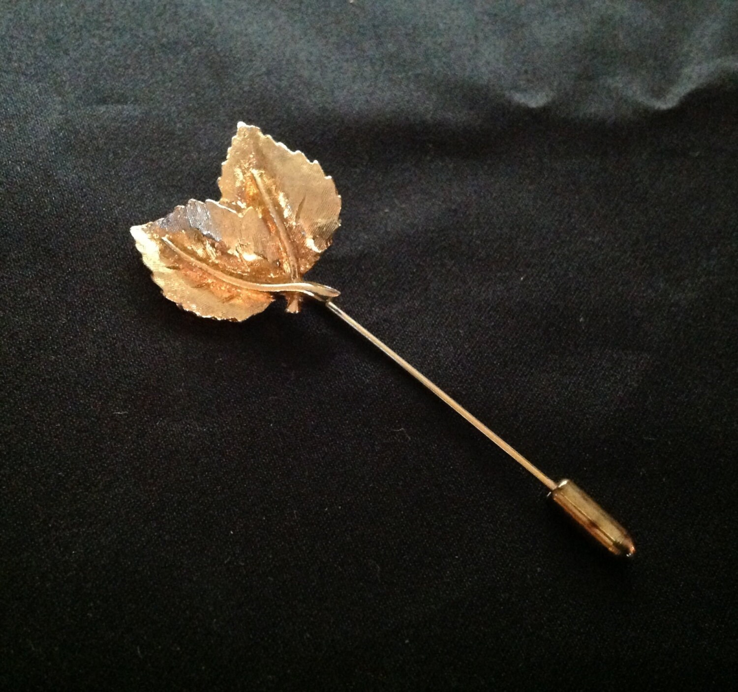 Vintage Double Leaf Stick Pin or Hat Pin - Etsy