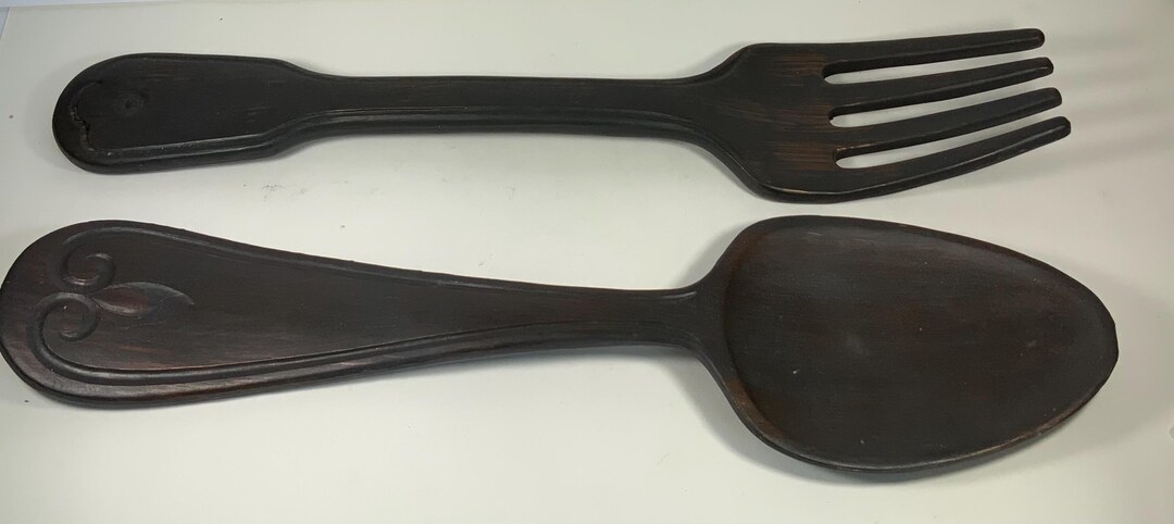 Vintage SPOON and FORK SET Wall Hanging Wall Art Wall Decor Kitchen ...