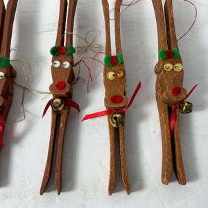 Vintage CLOTHESPIN REINDEER ORNAMENTS, Google Eyes, Red Nose, Tree ...