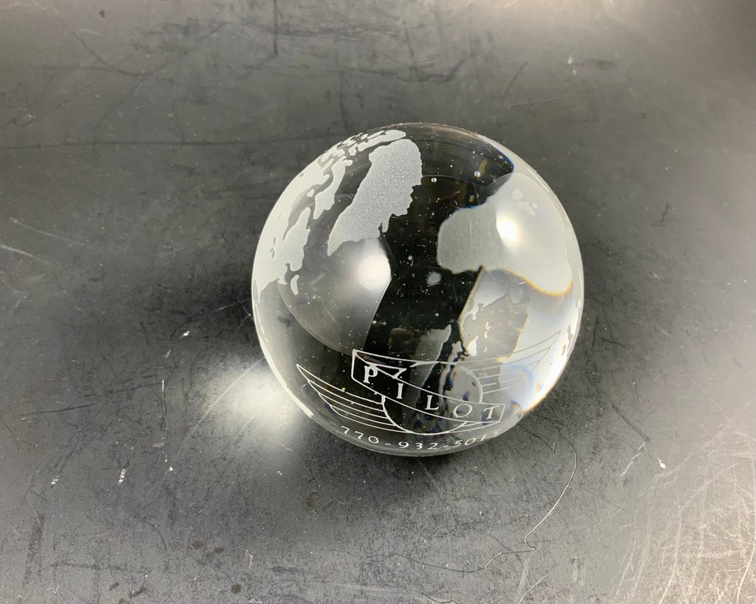 Vintage GLOBE PAPERWEIGHT, Frosted/clear, “pilot”, Decor - Etsy