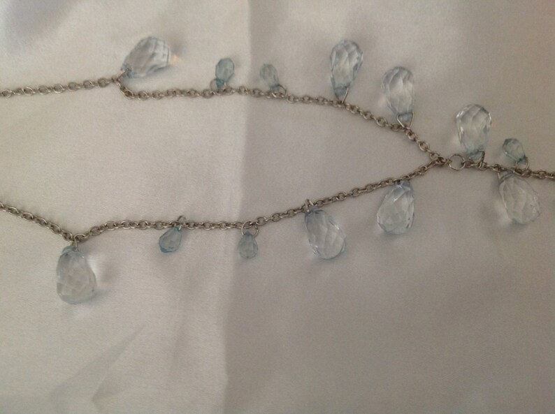 Vintage Light Blue Briloette Teardrop Necklace - Etsy