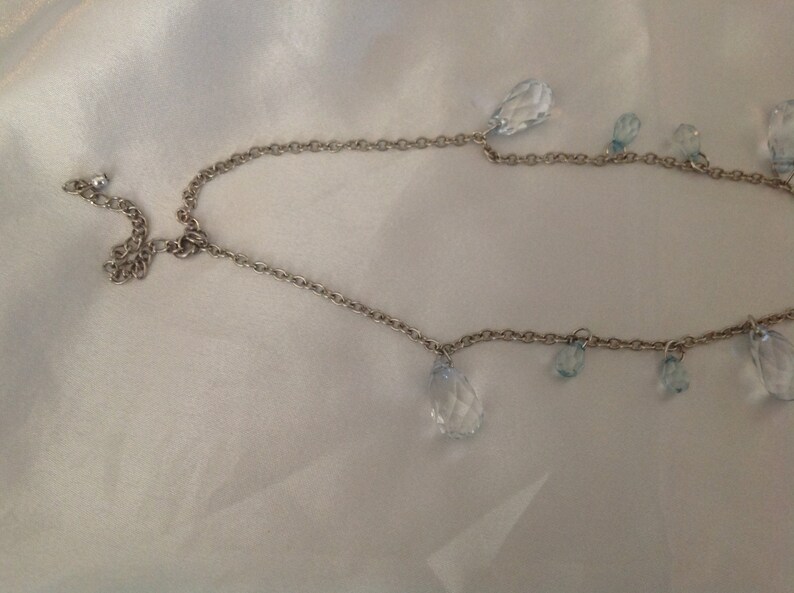 Vintage Light Blue Briloette Teardrop Necklace - Etsy