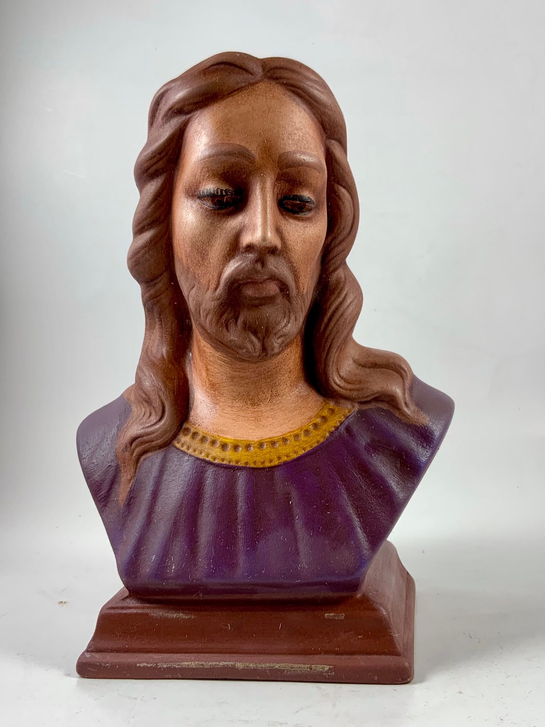 Vintage BUST of JESUS CHRIST Figurine, Sculpture, Statue, Spiritual ...