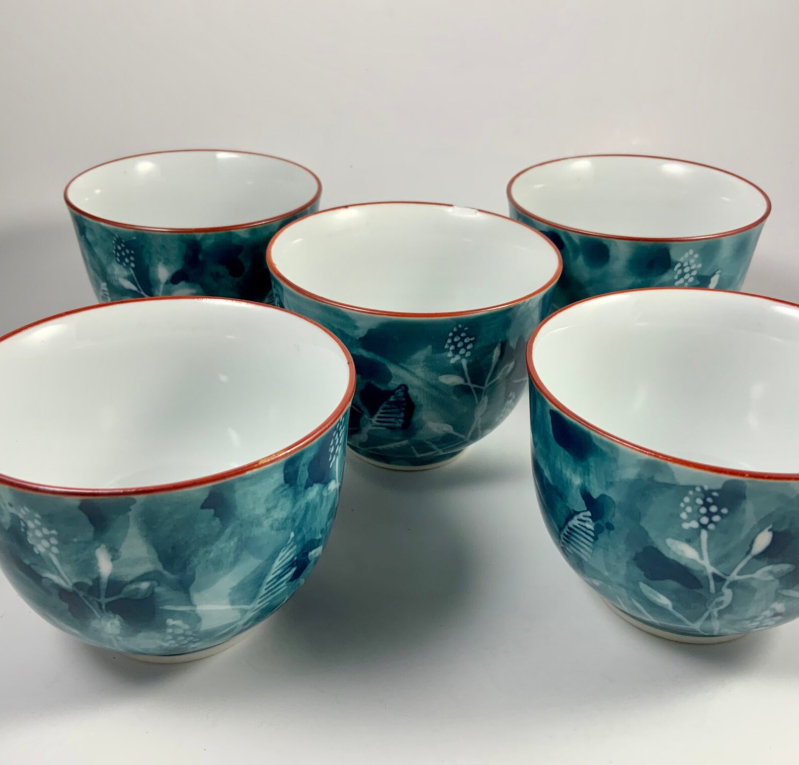 Vintage JAPANESE TEA CUPS Teal set of 5 Serving Kitchen - Etsy