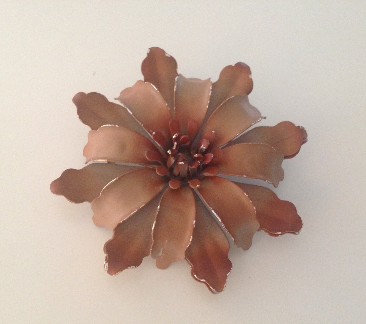 Vintage Enamel Metal Flower Brooch. 3-D - Etsy