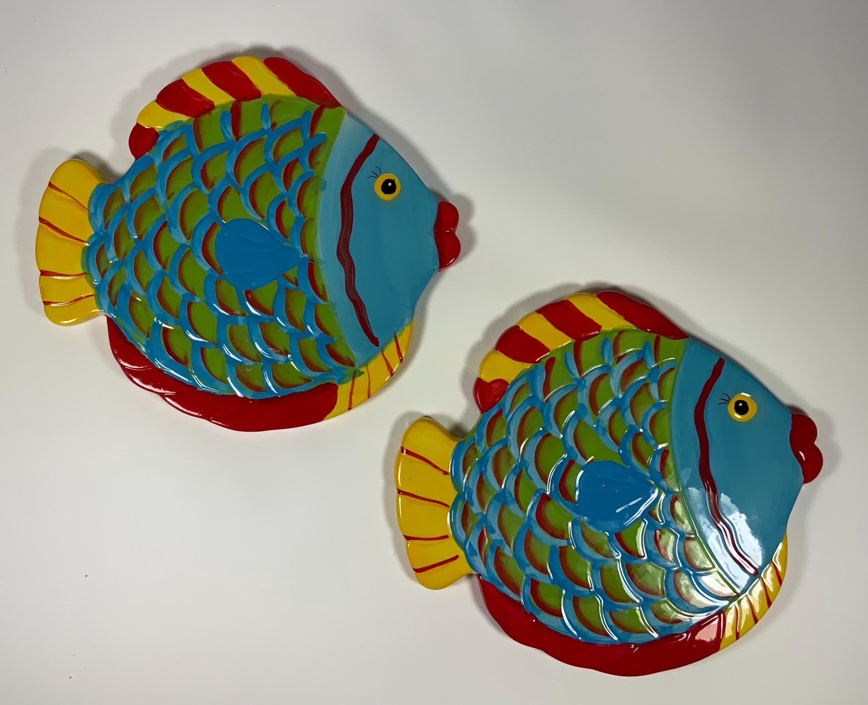 Vintage KISSY FISH DECOR Wall Art Wall Hangings, Bath Decor Beach or ...
