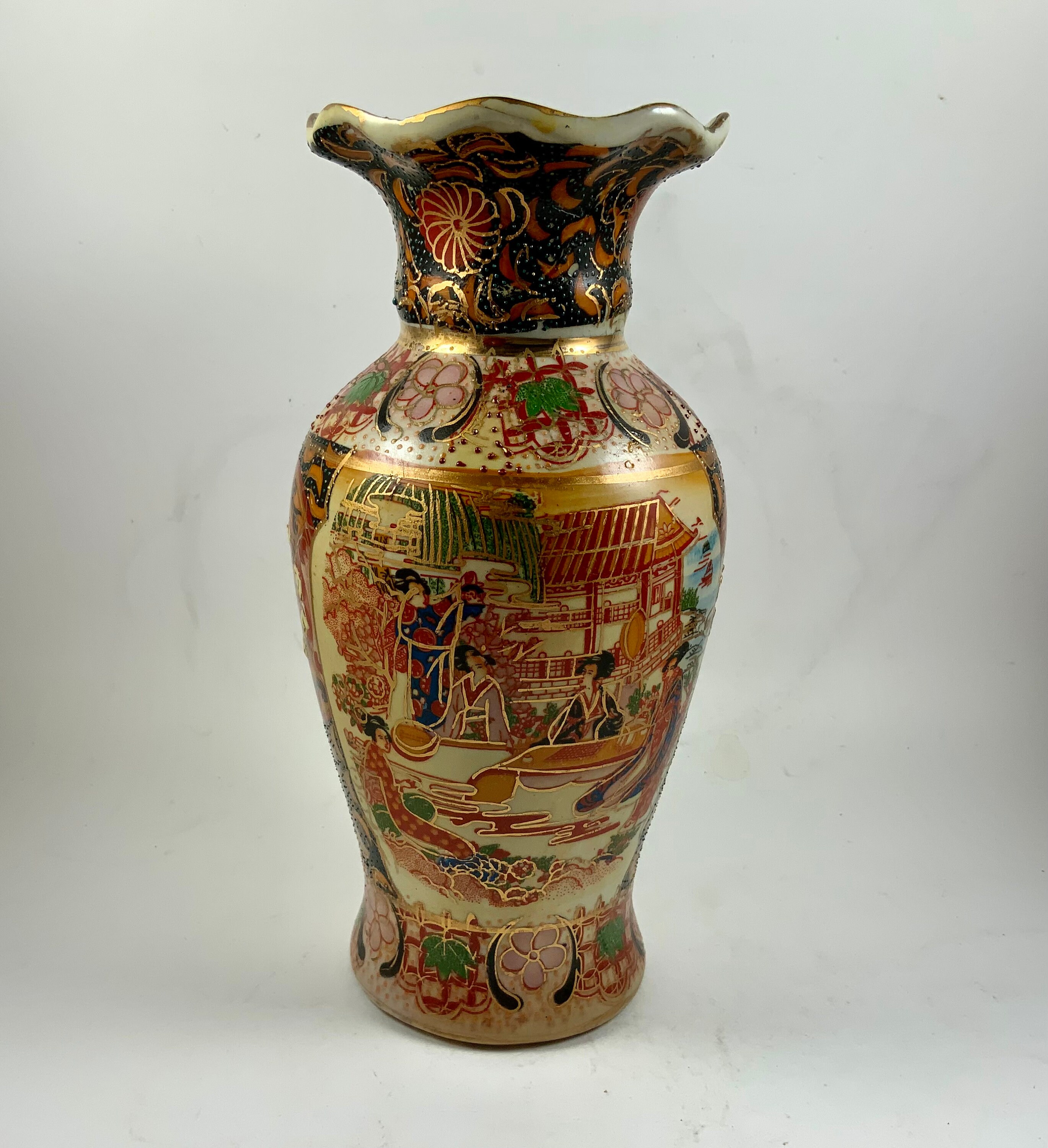 Vintage SATSUMA GEISHA VASE Japanese Handpainted Porcelain - Etsy