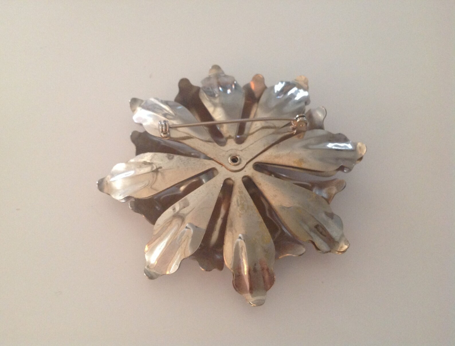 Vintage Enamel Metal Flower Brooch. 3-D - Etsy