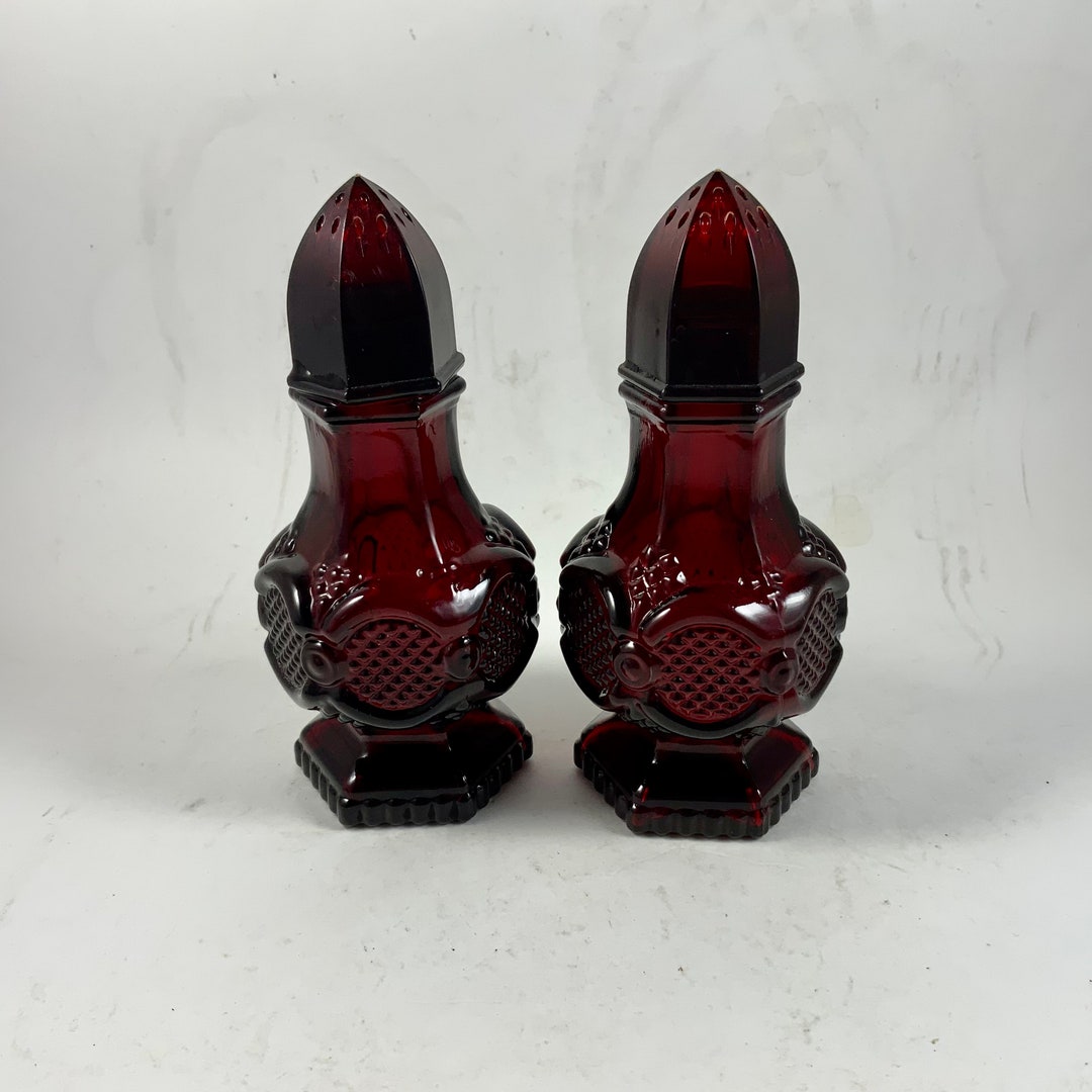 Vintage CAPE COD SHAKERS, Ruby Red Salt & Pepper Shakers, Avon - Etsy