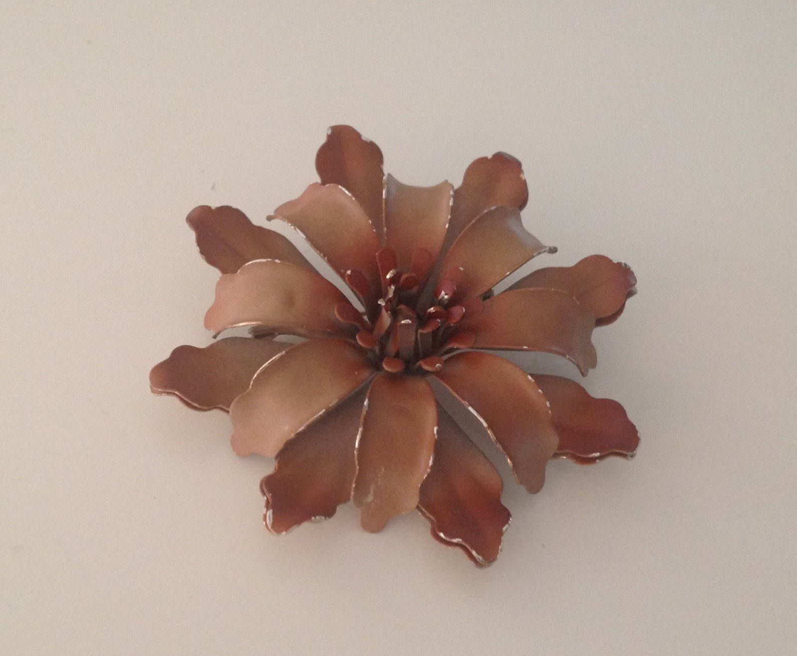 Vintage Enamel Metal Flower Brooch. 3-D - Etsy