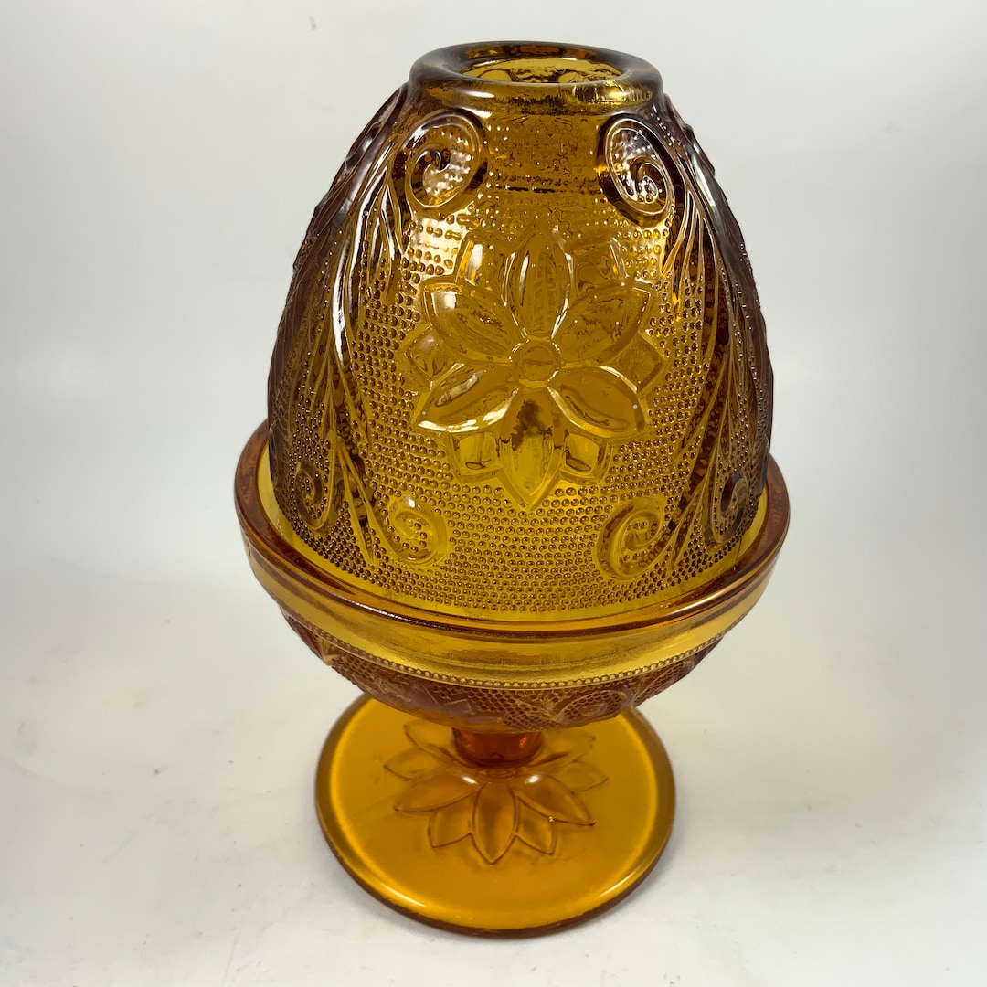 Vintage AMBER FAIRY LIGHT, Lamp, Candleholder, Indiana Glass, Tiara ...
