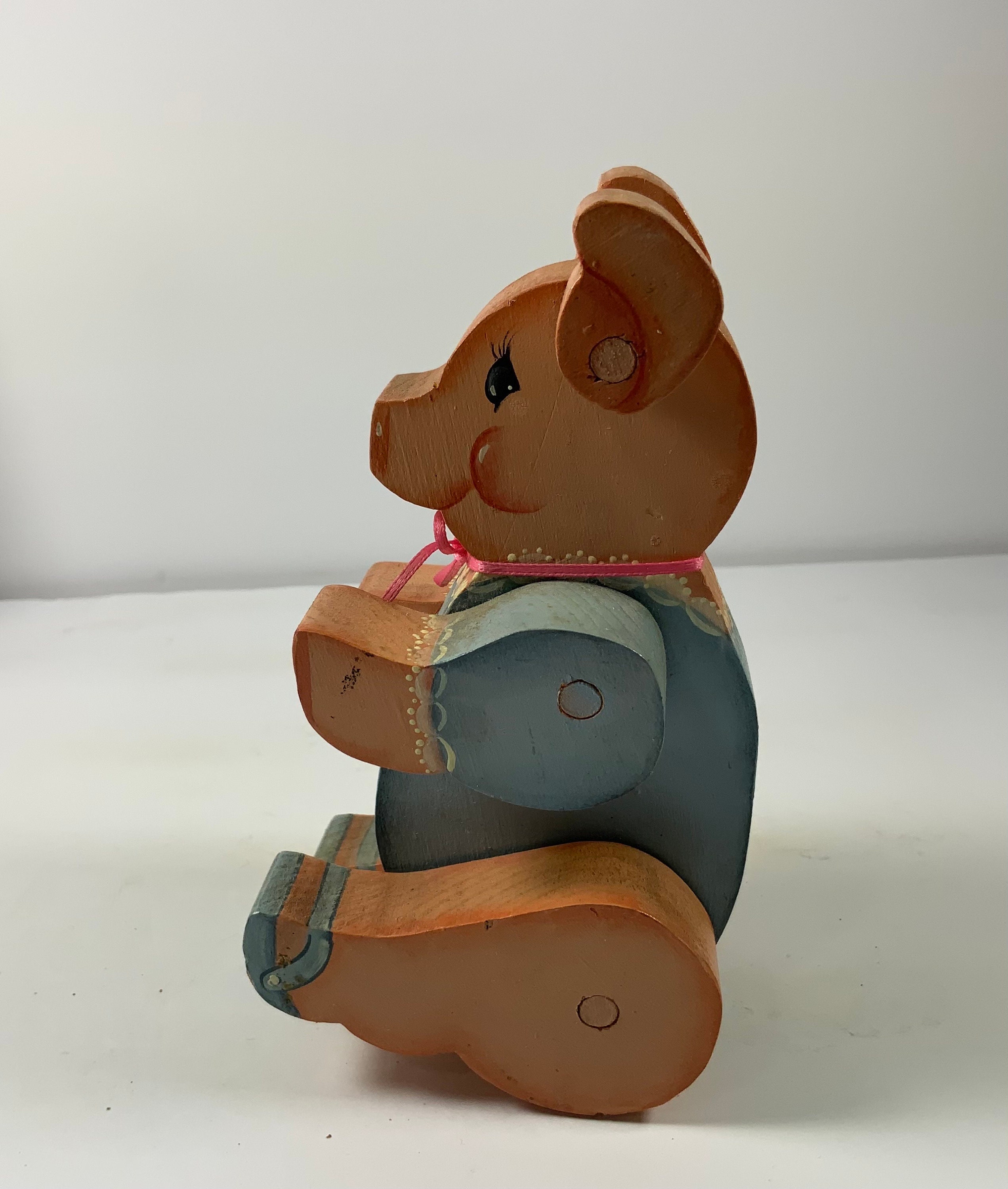 Vintage FOLK ART PIGGY W/ Moveable Parts, Wooden Handcrafted ...