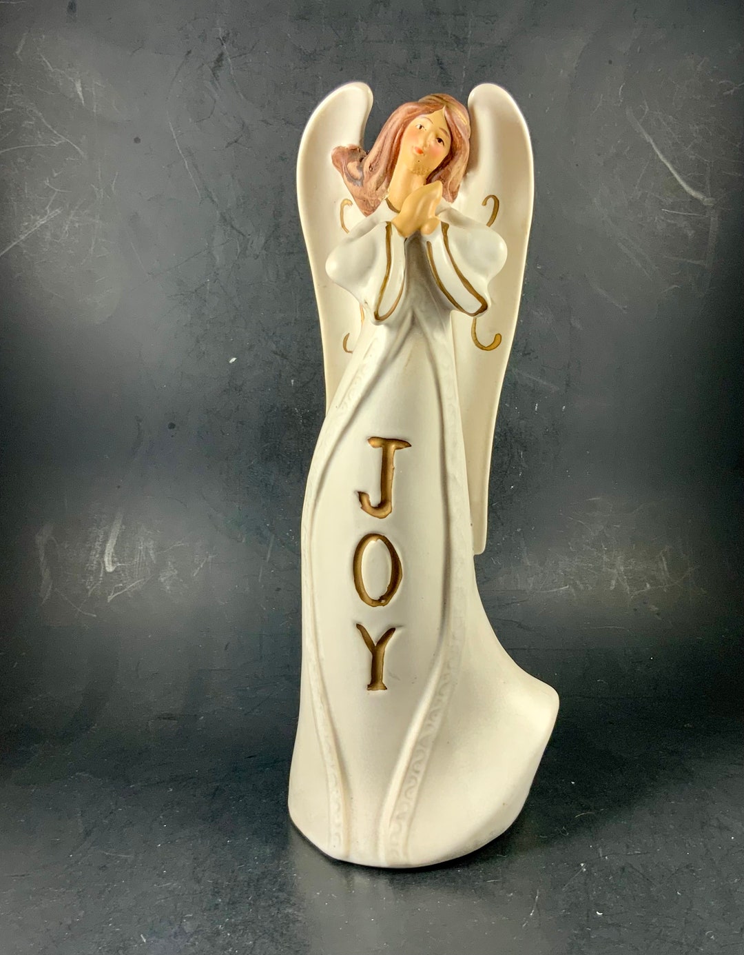 Vintage “JOY” ANGEL FIGURINE, Sculpture, Statue, Christmas. Decor ...
