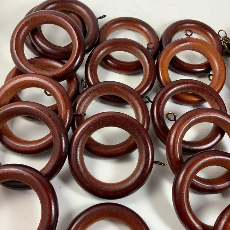 Vintage WOOD DRAPERY RINGS set of 9 - Etsy