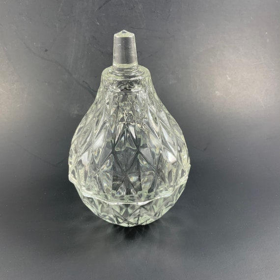 Vintage CRYSTAL PEAR TRINKET Box, Cut Crystal, 2 Piece - Gem