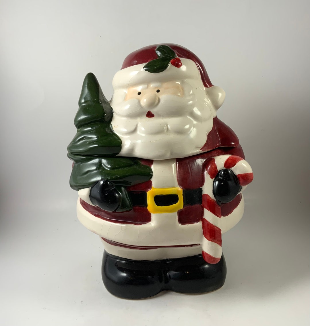 Vintage SANTA COOKIE JAR, Canister, Storage, Container, Christmas ...